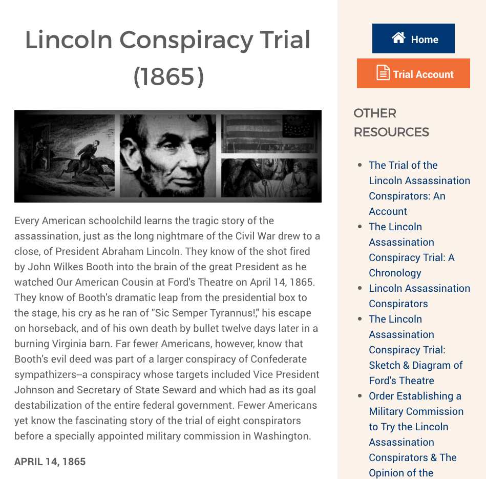 Outreach and Technical Assistance Network | Famous Trials: Trial of the Lincoln Assassination ...