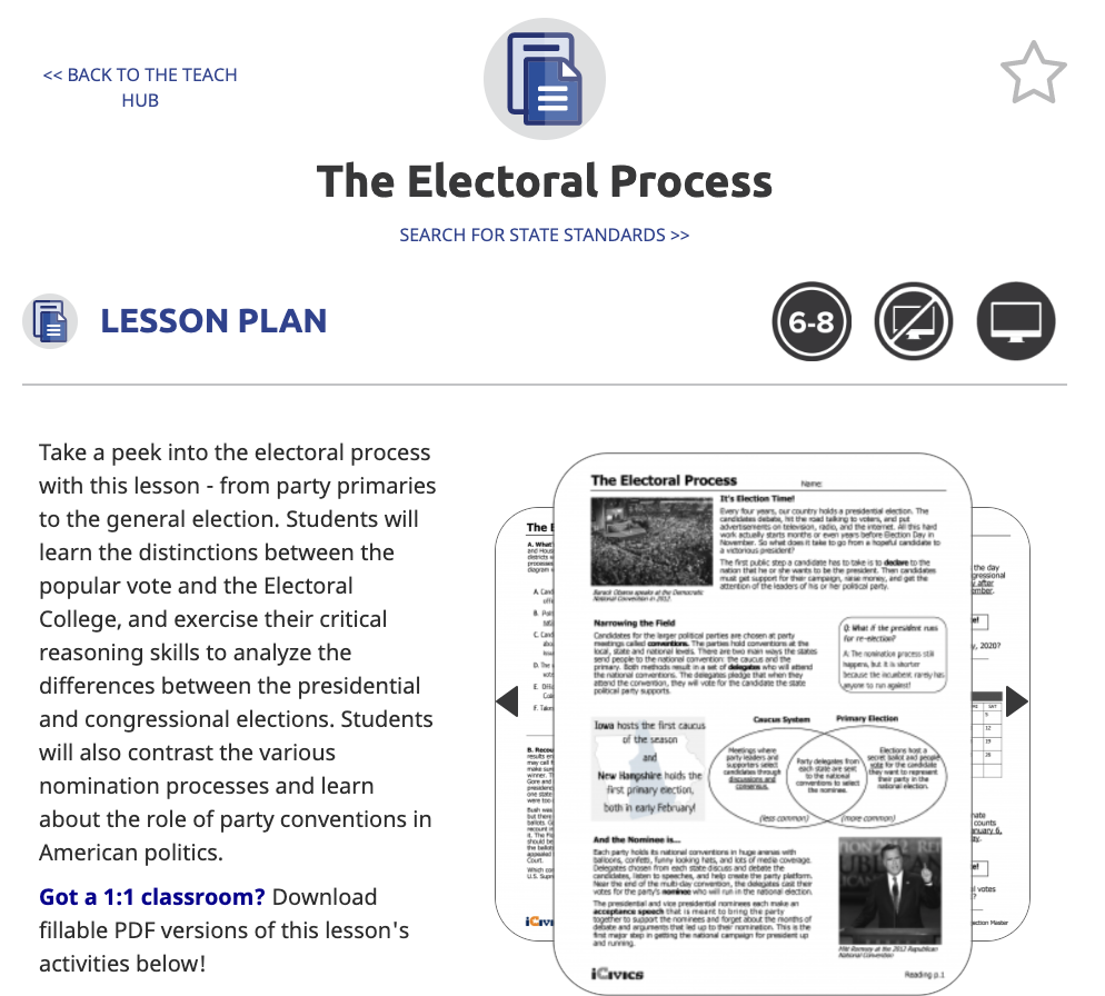Outreach and Technical Assistance Network | iCivics: The Electoral Process